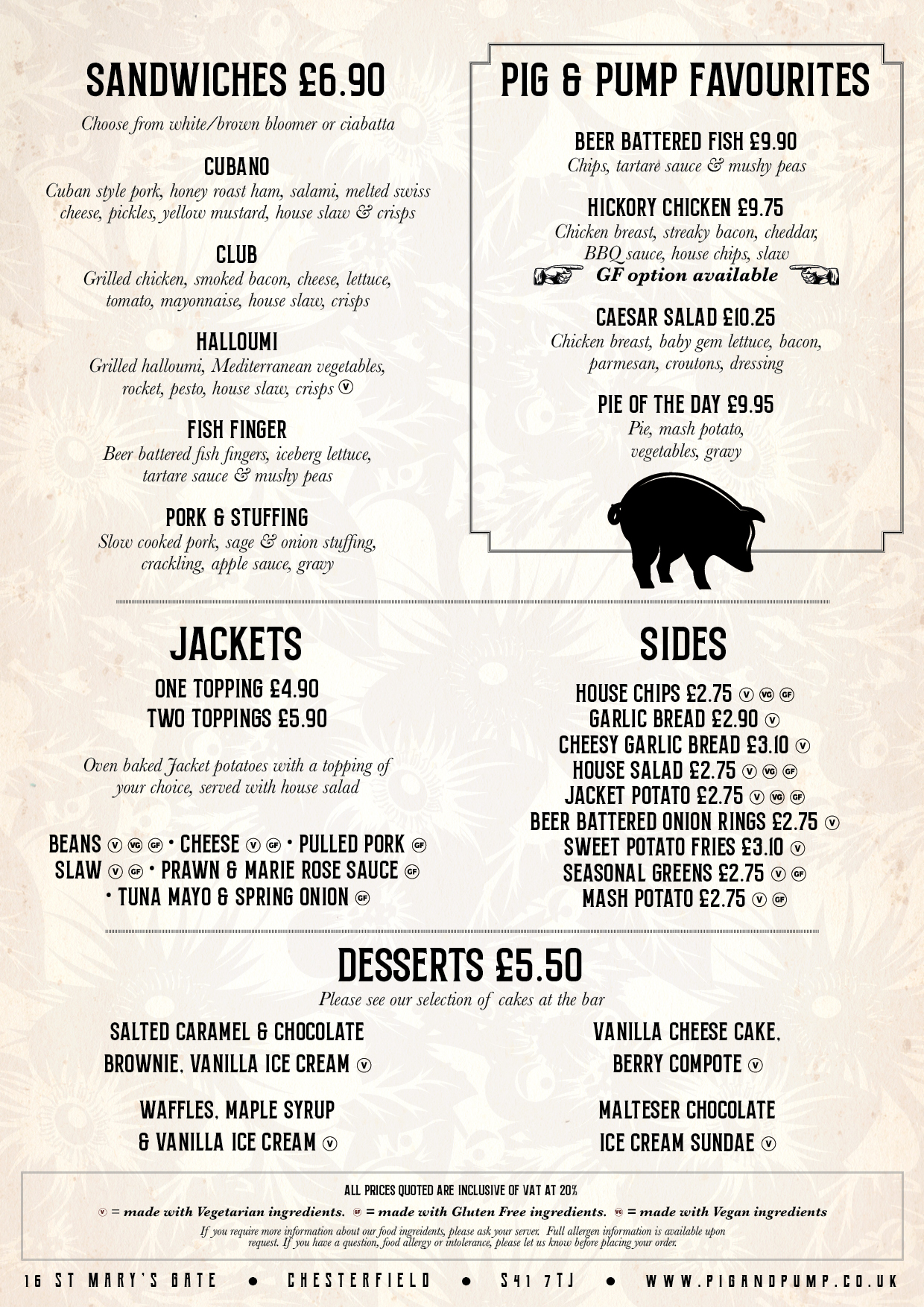 Menu – Pig & Pump