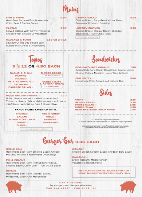 Menu – Pig & Pump